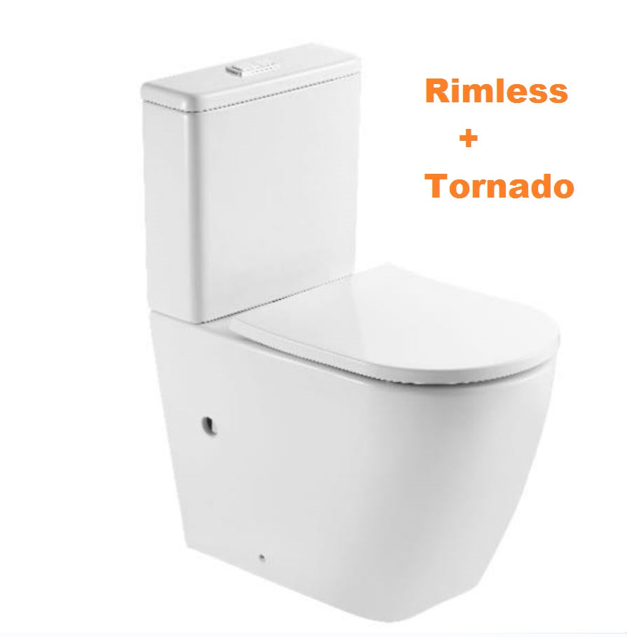 RIMLESS Toilet Suite Designer BACK TO WALL FACED CLOSE COUPLED SOFT ...
